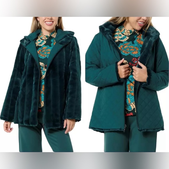 IMAN | Jackets & Coats | Iman Global Chic Womens Reversible Faux Fur ...
